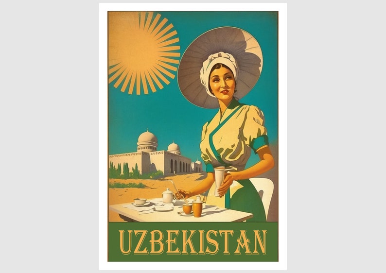 Uzbekistan Travel Poster, Uzbekistan Print, Uzbekistan Vintage Art ...