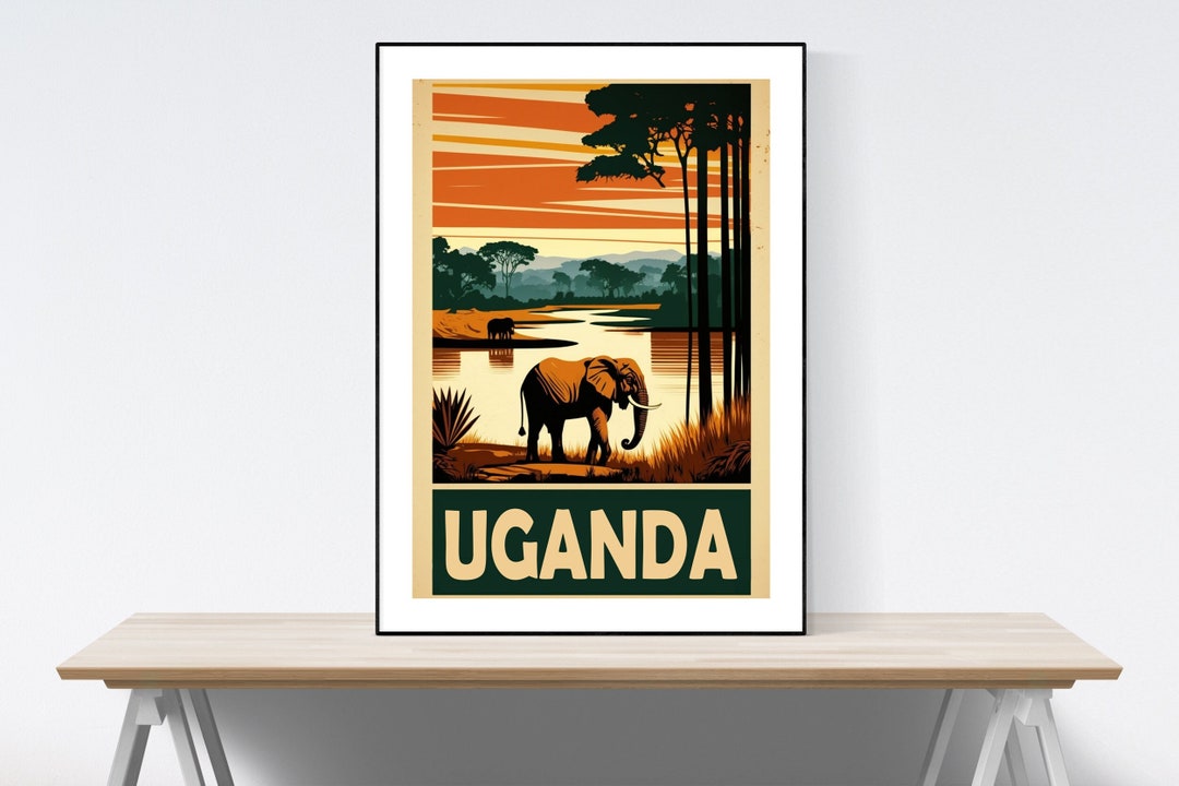 Uganda Travel Poster, Uganda Safari Print, Uganda Art Print, Uganda ...