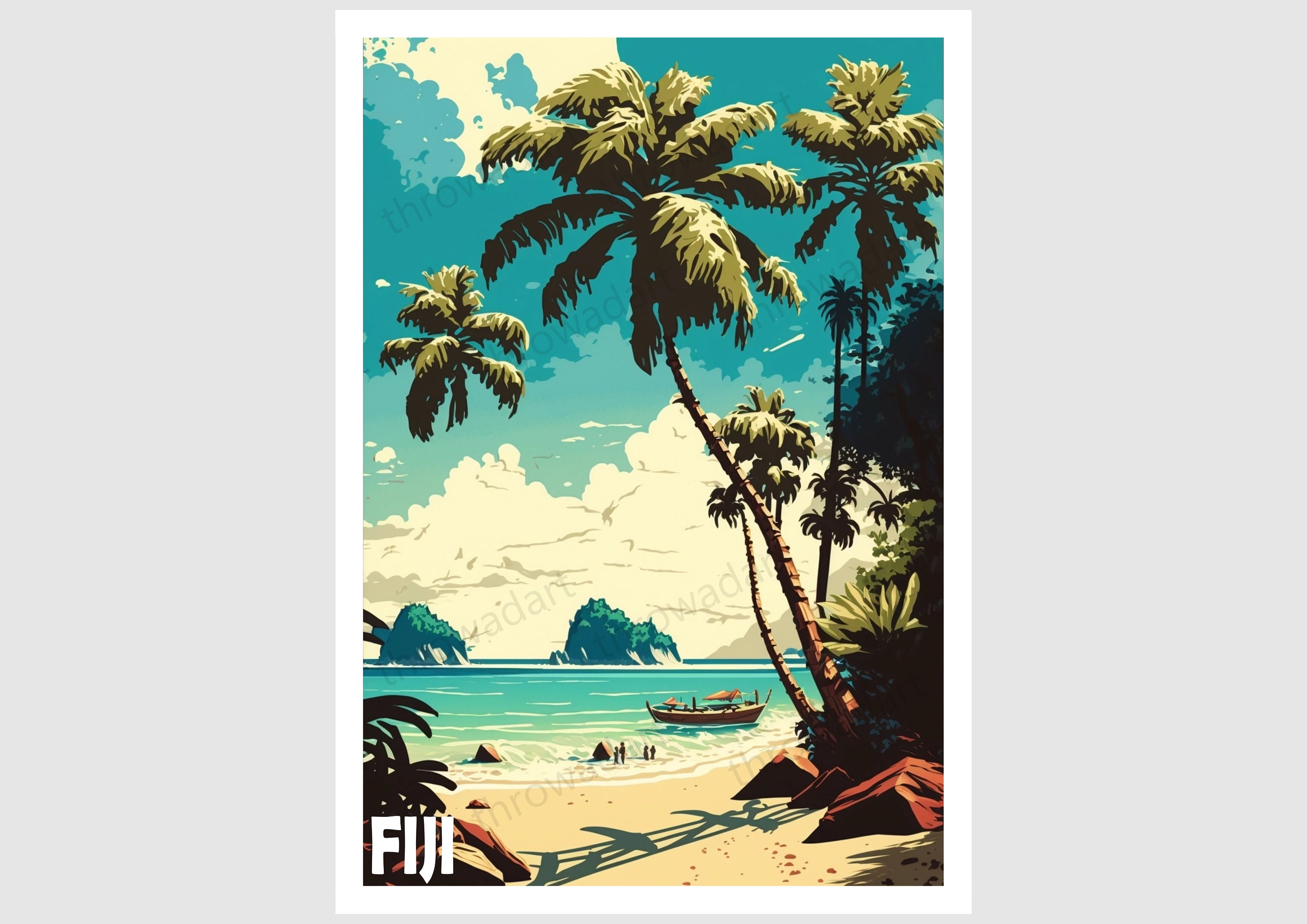 Fiji Travel Poster, Vintage Travel Poster, Fiji Travel Print, A3/A4/A5 ...
