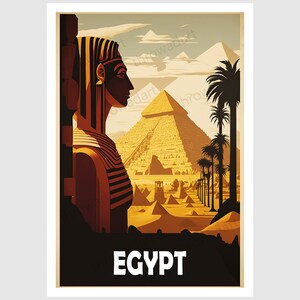 Egypt Travel Poster, Vintage Travel Poster, Egypt Print, Egypt Pyramids ...