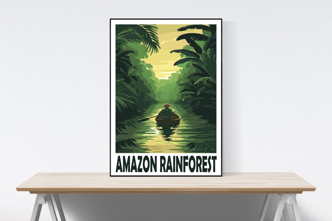 Amazon Rainforest Travel Poster, Amazon River Boat Travel Print, Large ...