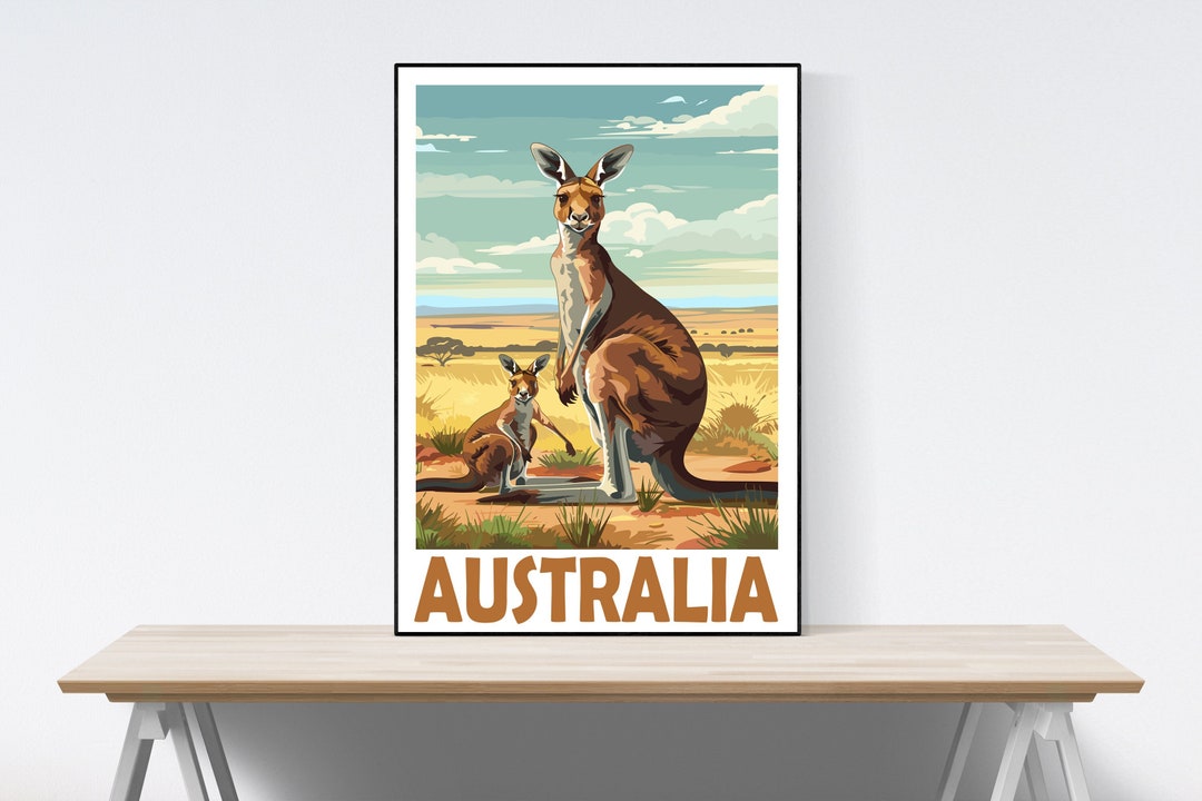 Australia Kangaroo Outback Travel Poster, Kangaroo Travel Poster ...
