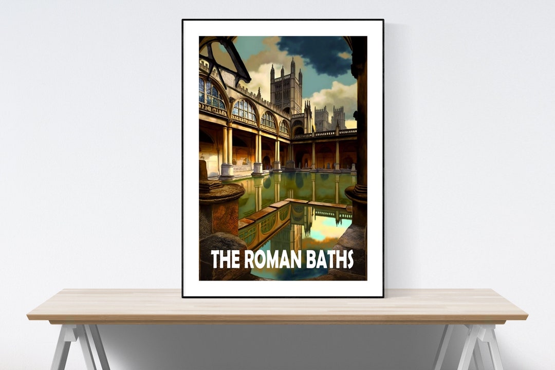 The Roman Baths Travel Poster, Bath, England Art Print, Classic English ...