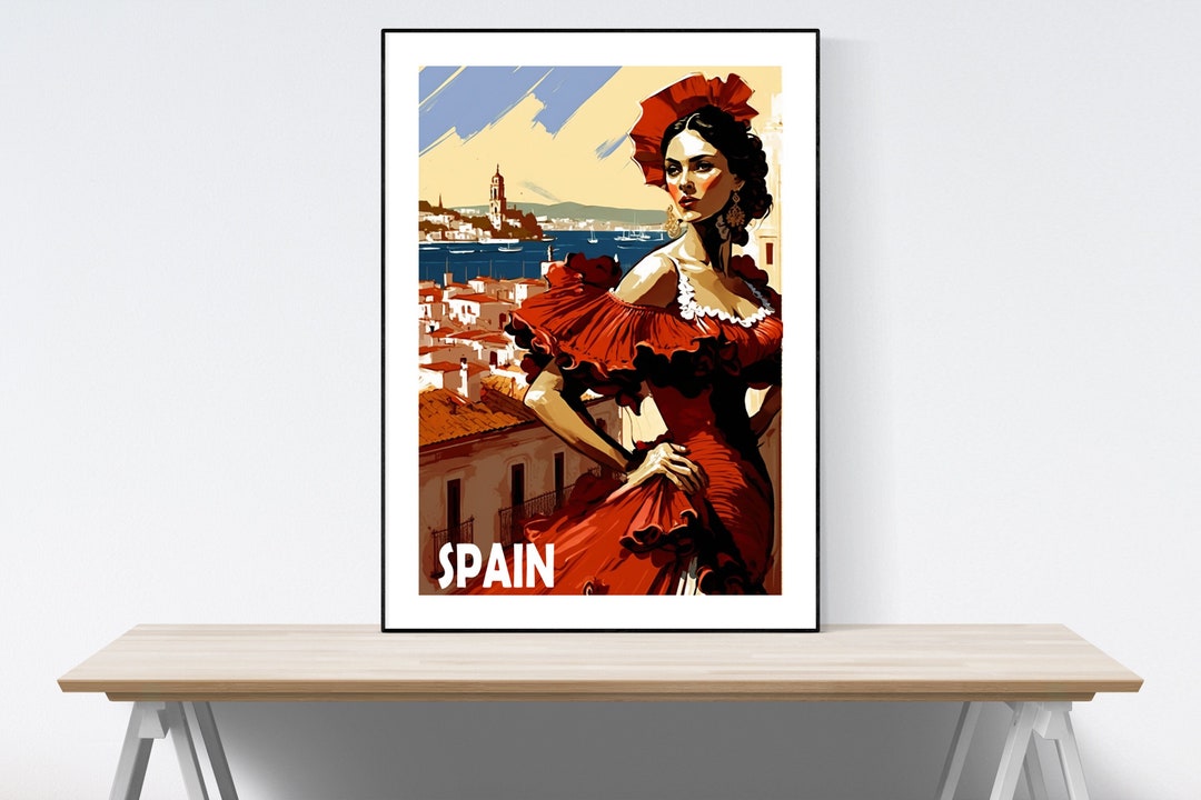Dancing Woman Spain Travel Poster, Spain Art Print, Spanish Dancer ...