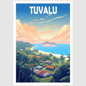 Tuvalu Travel Poster, Tuvalu Travel Print, South Pacific Travel Print ...