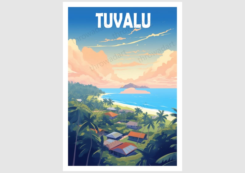 Tuvalu Travel Poster, Tuvalu Travel Print, South Pacific Travel Print ...