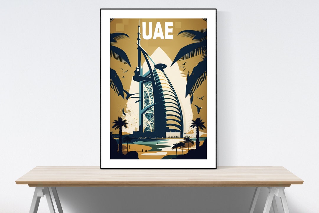 Dubai, UAE Print, UAE Travel Poster, Burj Al Arab Print, Middle East ...