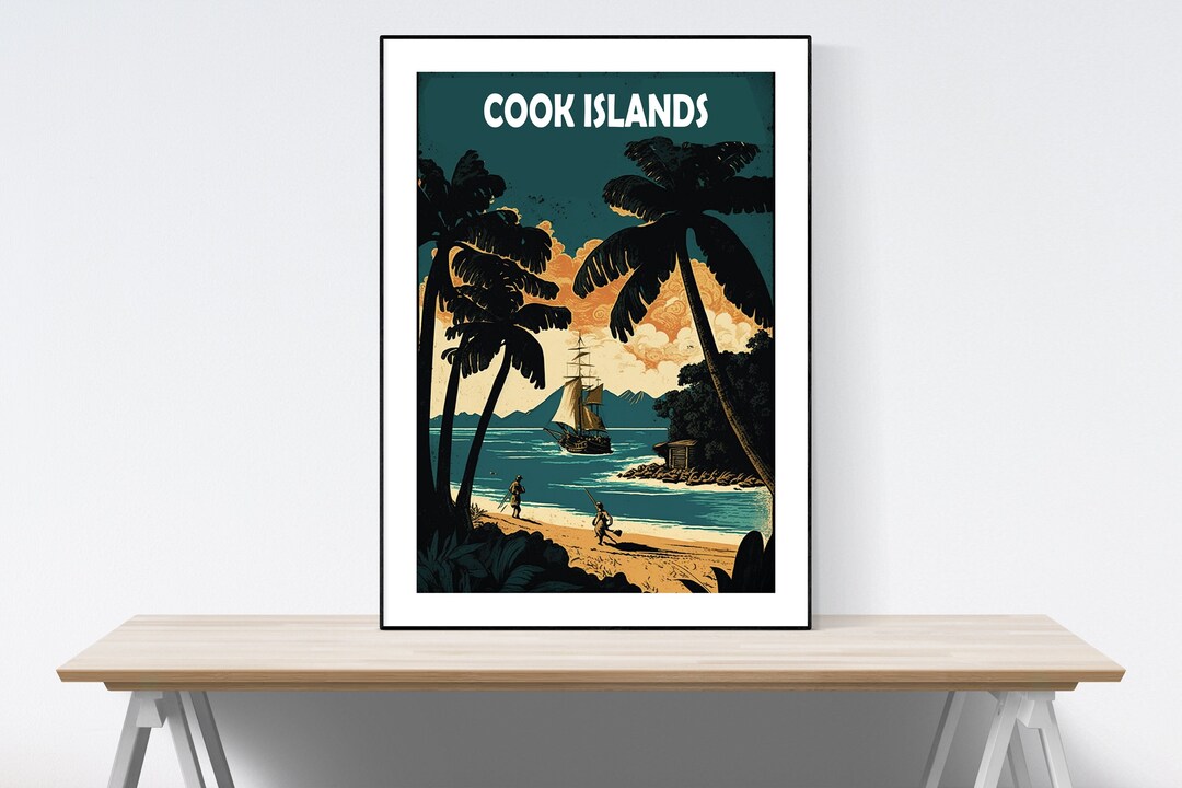 Cook Islands Travel Poster, Vintage Travel Poster, Cook Islands Travel ...