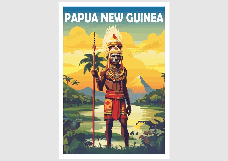 Papua New Guinea Travel Poster, Port Moresby Print, City, Island ...