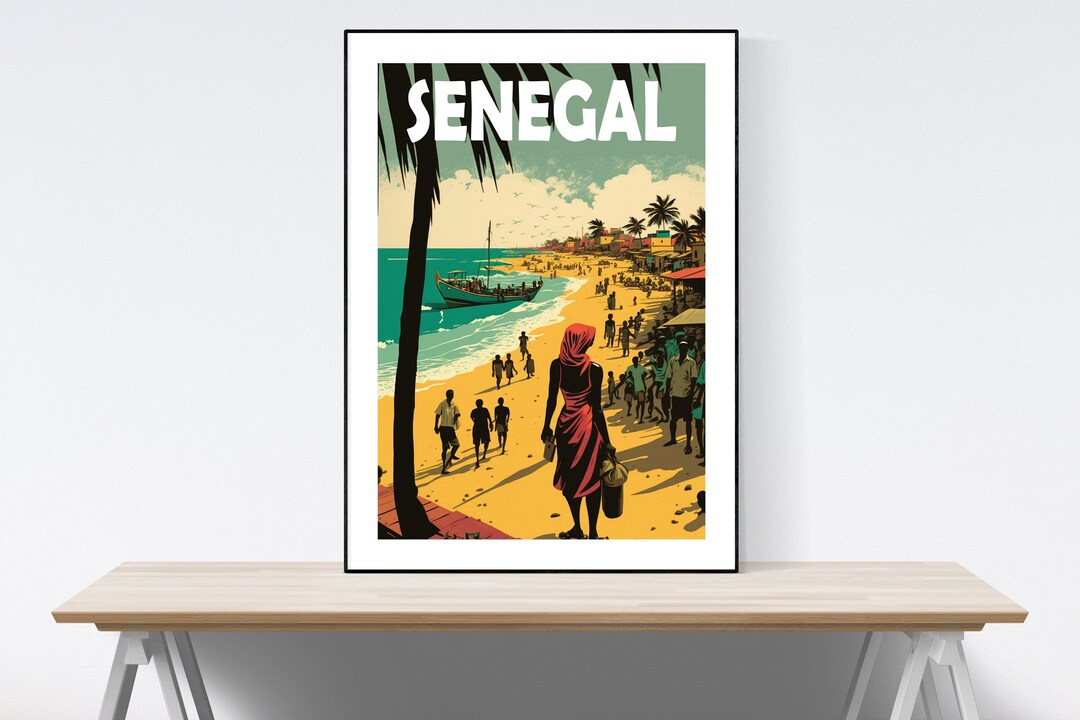 Senegal Travel Poster, Dakar Print, City, Market, Beach Harbour West ...