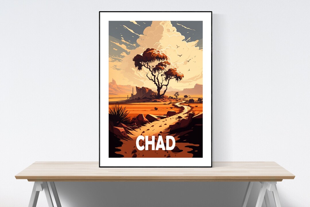Chad Travel Poster, Chad Travel Print, Vintage Travel, Chad Landscape ...