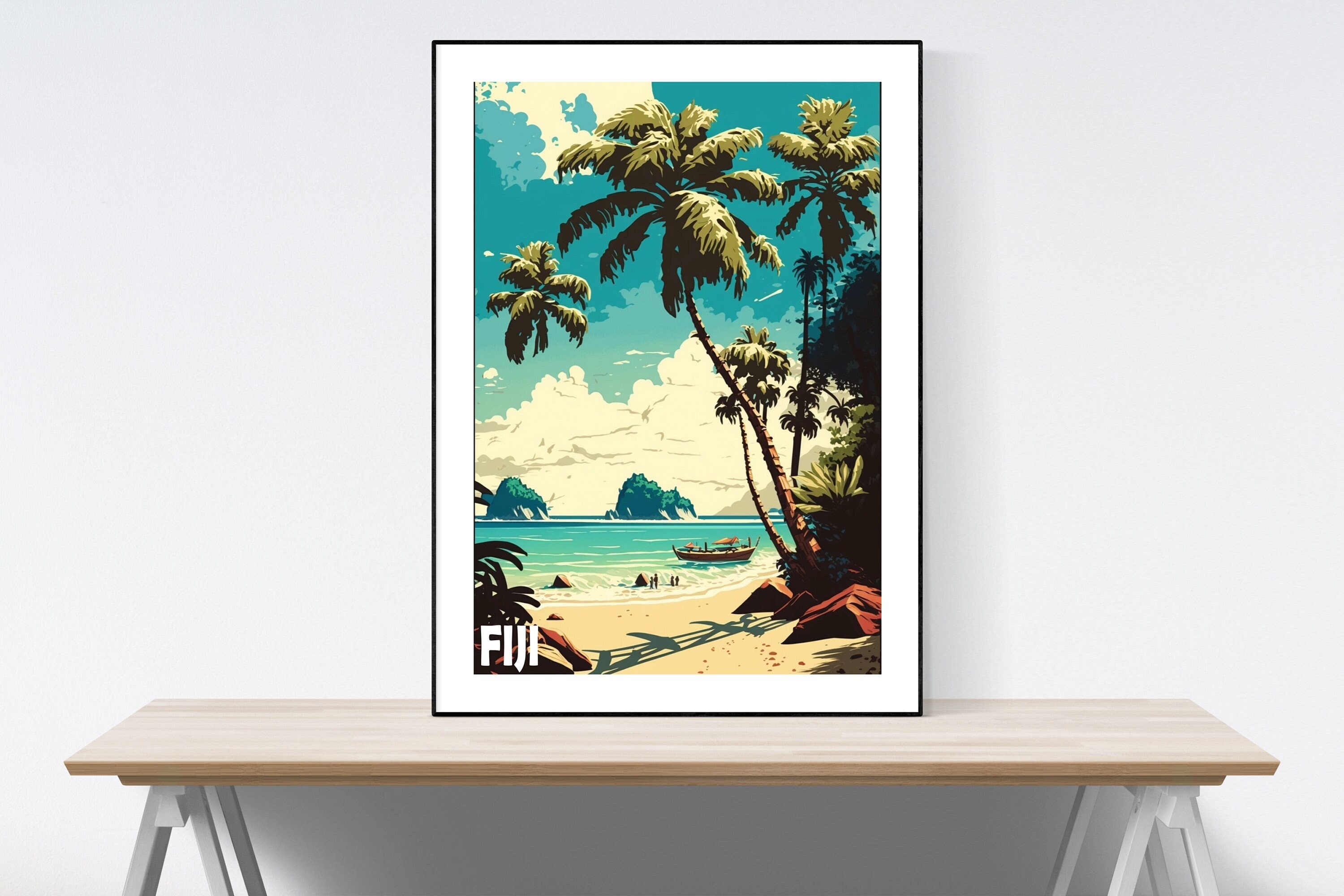 Fiji Travel Poster, Vintage Travel Poster, Fiji Travel Print, A3/A4/A5 ...