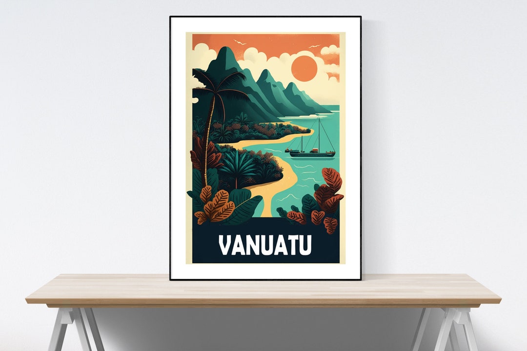 Vanuatu Travel Poster, Vintage Travel Poster, Vanuatu Travel Print, A3 ...
