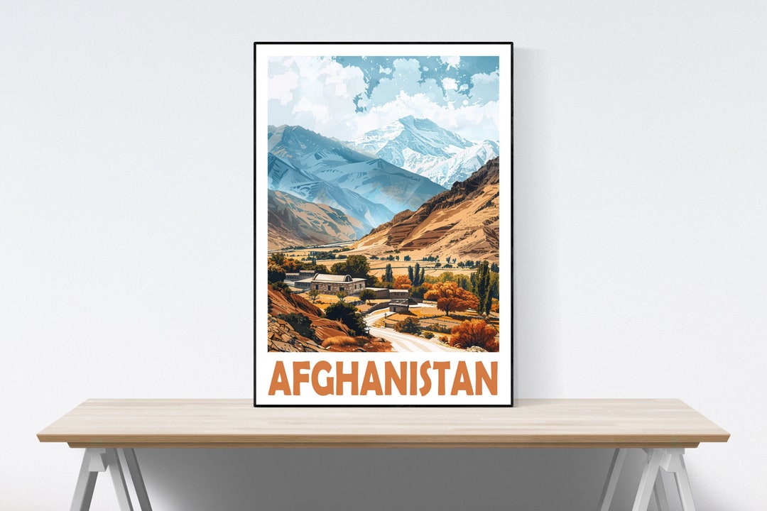 Afghanistan Travel Poster, Afghanistan Mountain Landscape Travel Print ...