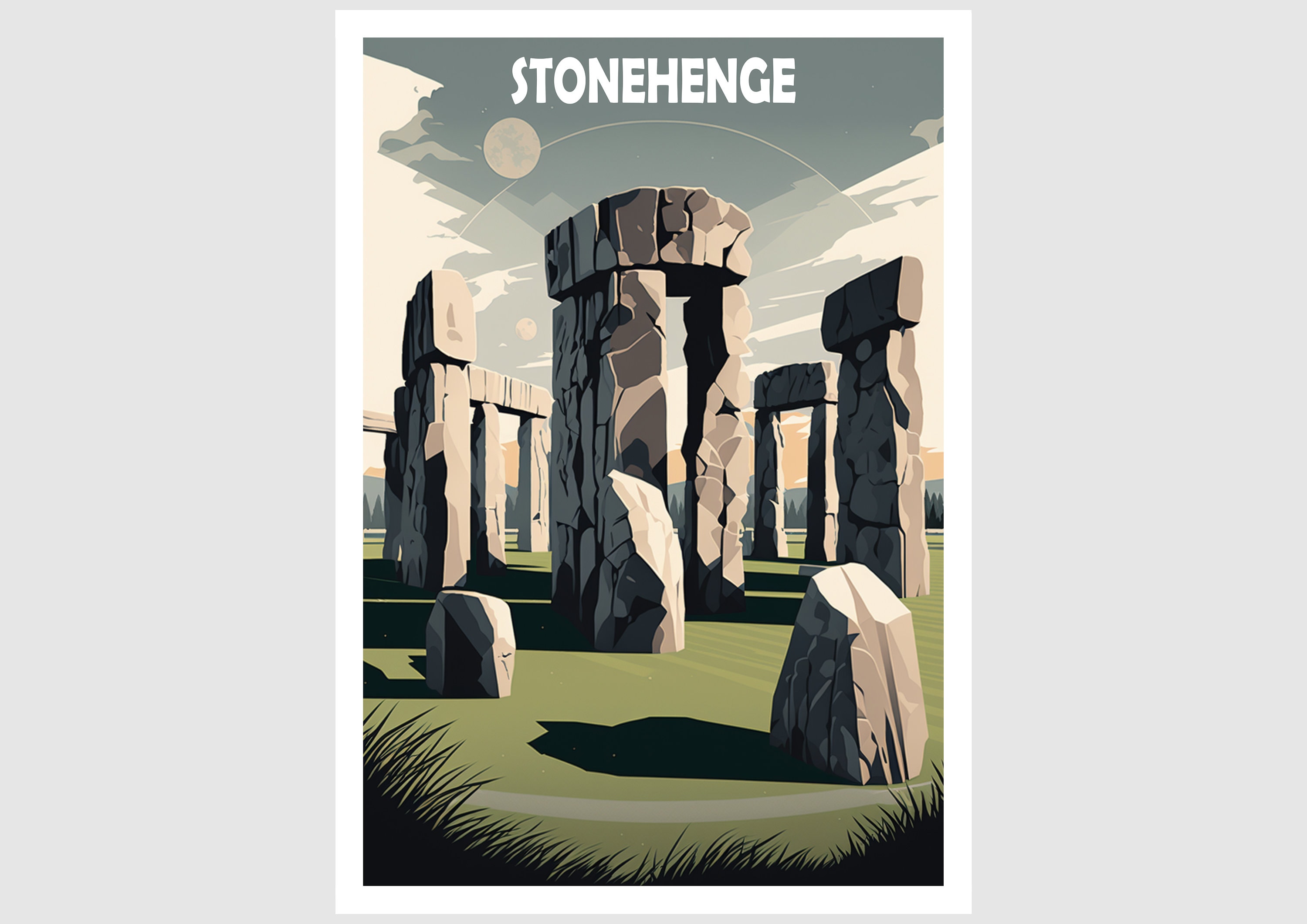 Stonehenge England Travel Poster, Stonehenge, Wiltshire Print ...