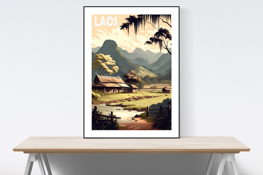 Laos Travel Poster, Laos Print, Vintage Laos Travel Poster, Laos ...