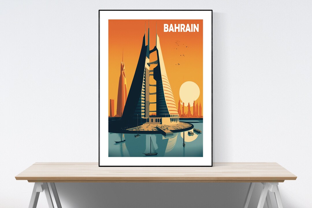 Bahrain Travel Poster, Vintage Travel Poster, Bahrain Illustration, A3 ...