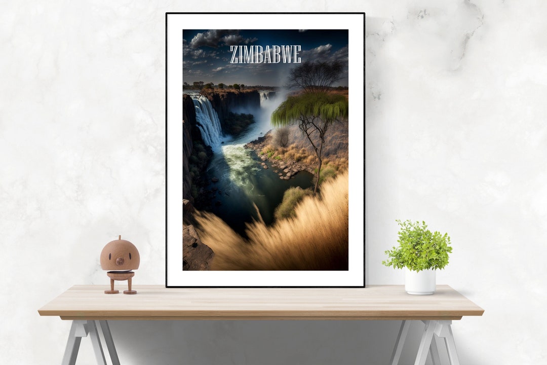 Zimbabwe Travel Poster, Zimbabwe Print, Zimbabwe Wall Art, Zimbabwe Art ...