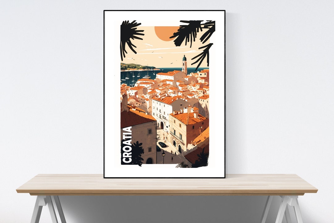 Hvar Town Poster, Croatia Travel Poster, Vintage Travel, Croatia Poster ...