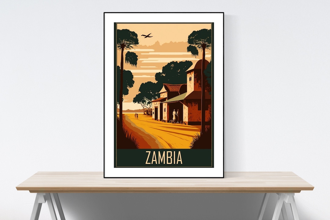 Zambia Travel Poster, Zambia Safari Print, Zambia Art Print, Zambia ...