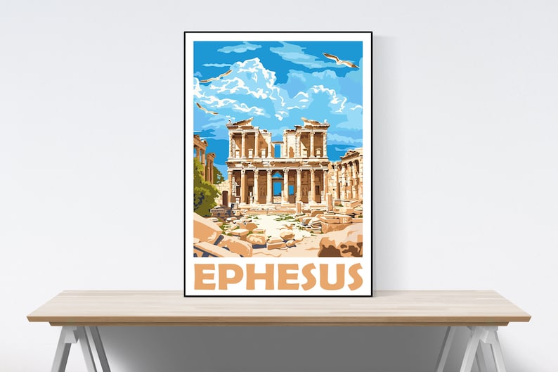 Ephesus Travel Poster, Ephesus Travel Print, Turkey Travel Print, Large ...