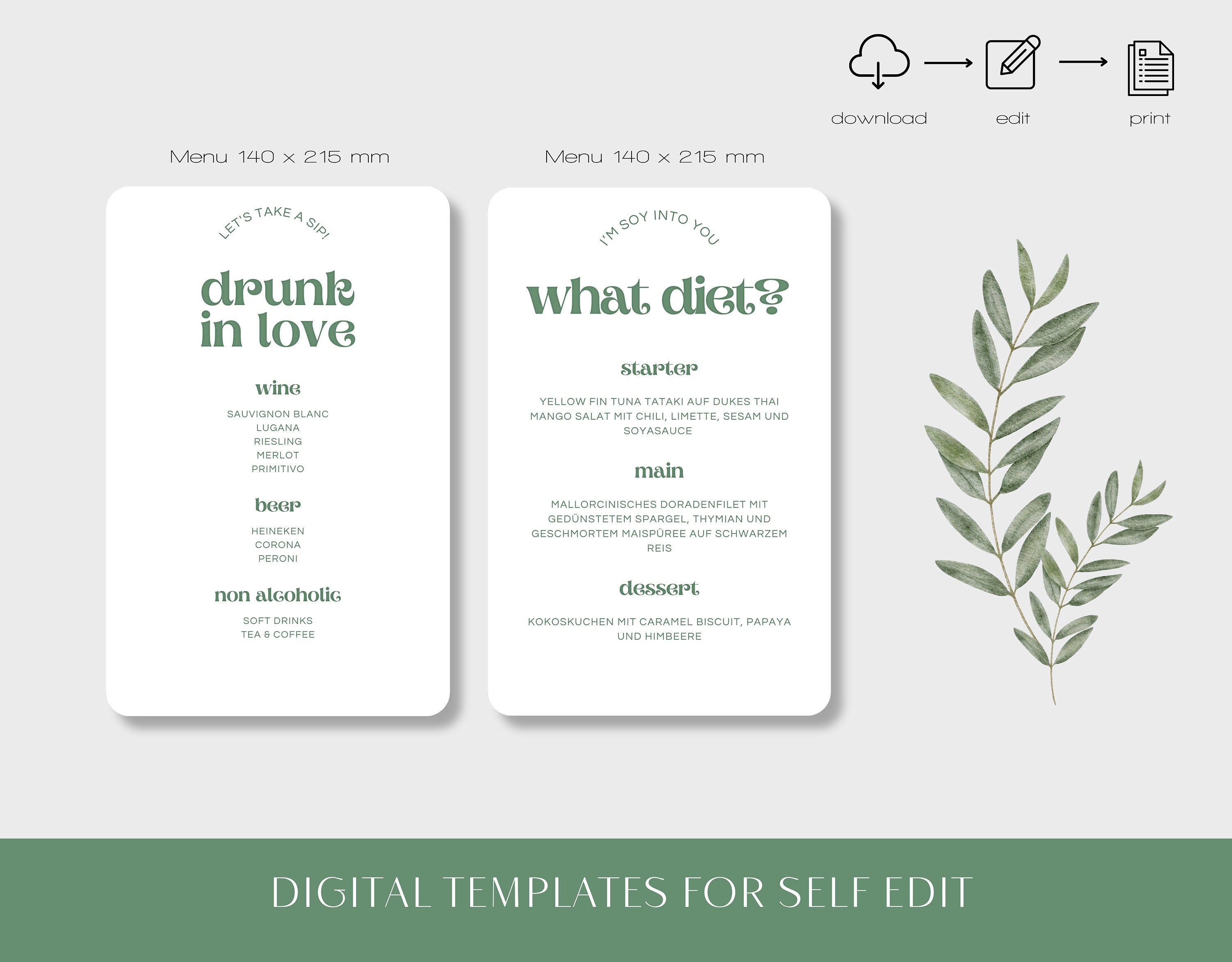 Digital Menu Template Wedding Event Menu Beverage Menu Wedding - Etsy