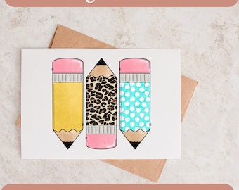 Pencil Card Instant Download Printable Fun and Colorful Greeting for ...