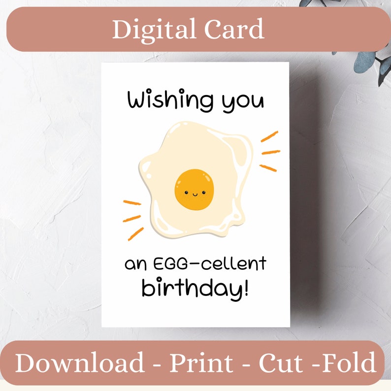 Wishing You an Egg-cellent Birthday Card Instant Download Printable ...