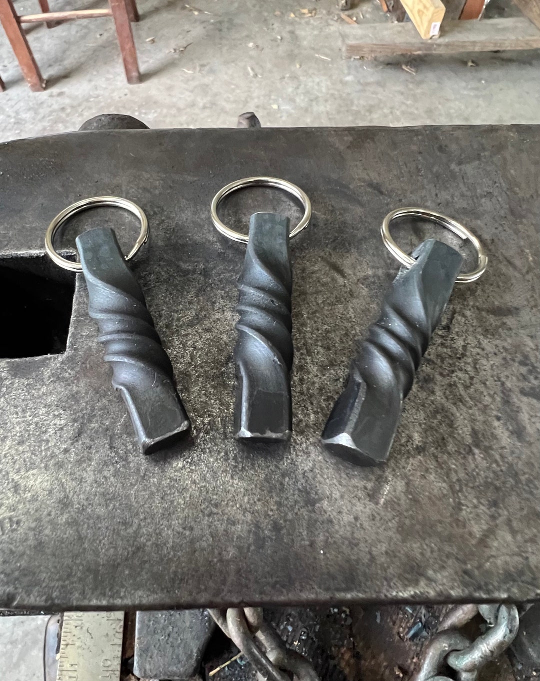 Hand Forged Twist Keychain = Forged Twist Pendant = Blacksmith Keychain ...