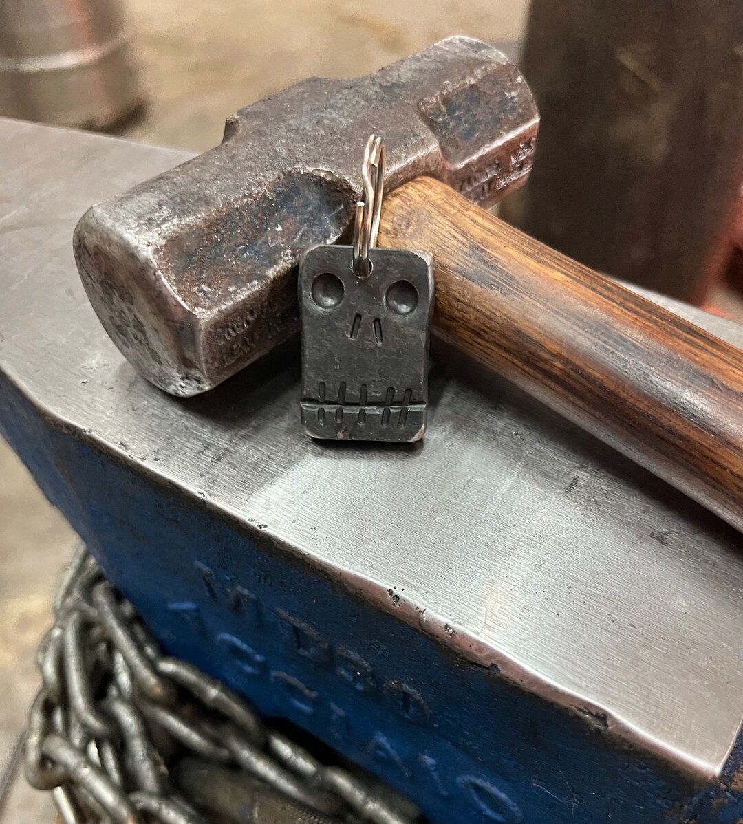 Hand Forged Skull Memento Mori Keychain -- Catholic Stocking Stuffer ...