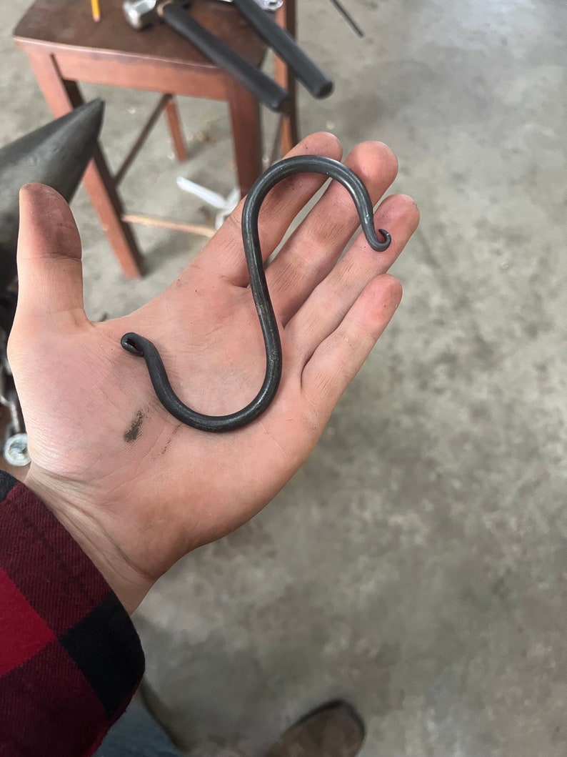 Hand Forged S Hooks Set of 3 -- 4 Inch Steel S Hooks Pots and Pans S ...