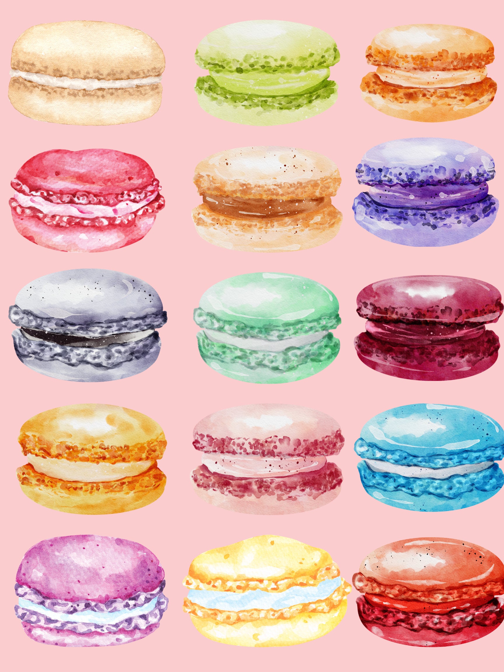 Macarons Digital Print Set of 4 - Etsy