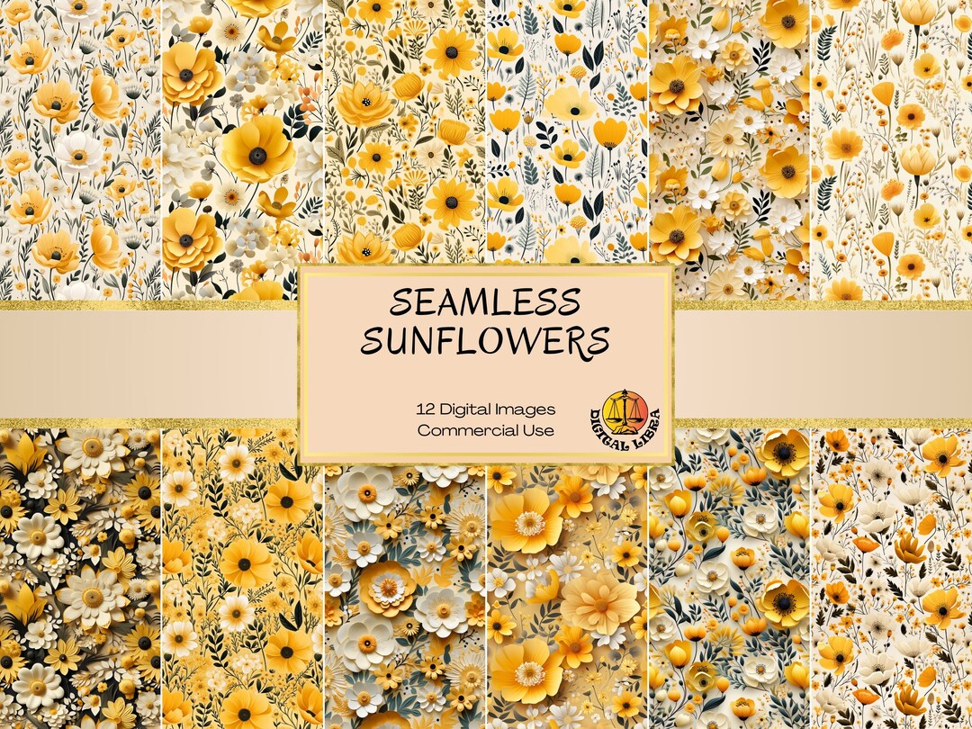 Watercolor Sunflowers Digital Paper Set, Junk Journal, Decoupage Paper ...