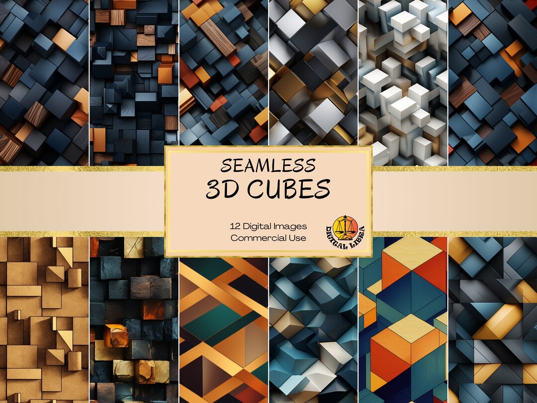 Watercolor 3D Cubes Digital Paper Set, Junk Journal, Decoupage Paper ...