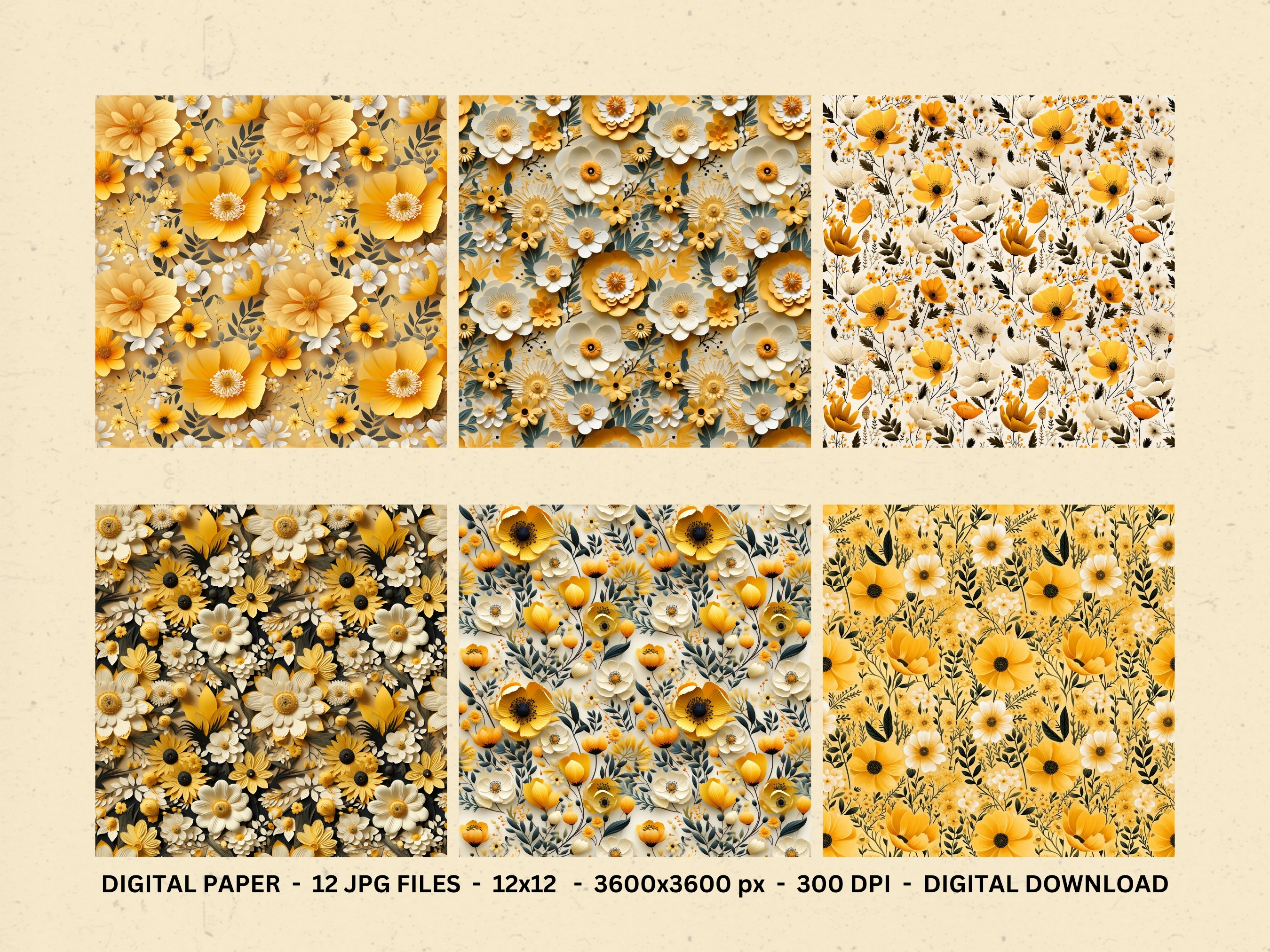 Watercolor Sunflowers Digital Paper Set, Junk Journal, Decoupage Paper ...