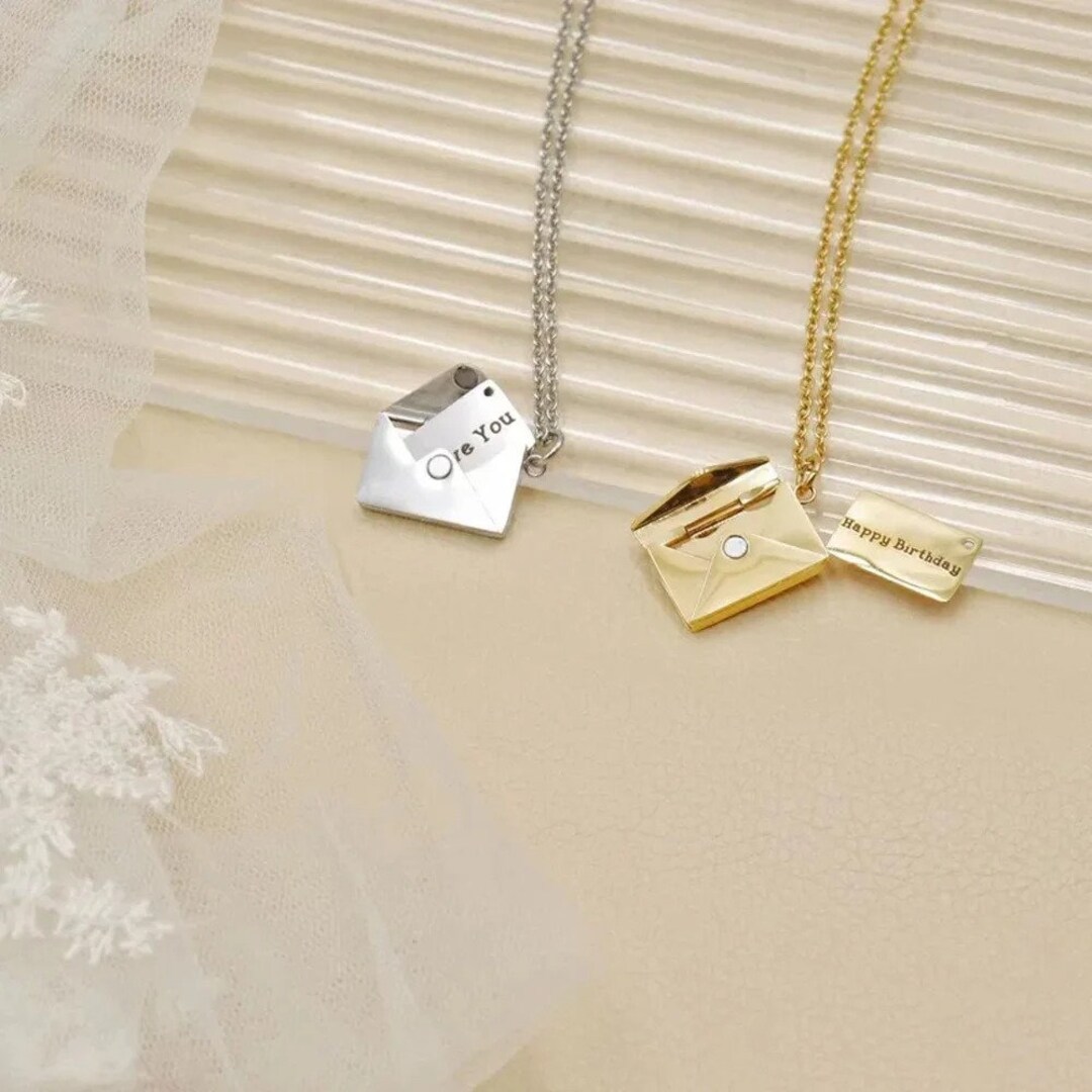 Personalized Mail Envelope Necklace | Custom Message Necklace ...