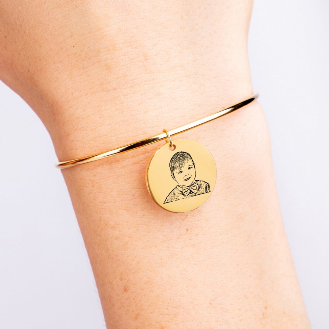 Baby Portrait Bangle for Present I Son Gift I Custom Handmade Baby ...