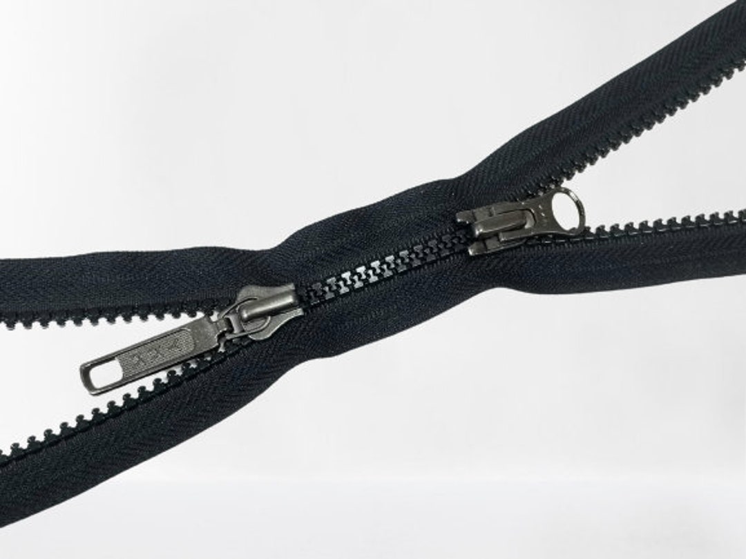 3-- YKK #5 BLACK 42" Two-way Separating Zippers, Plastic Molded Tooth ...