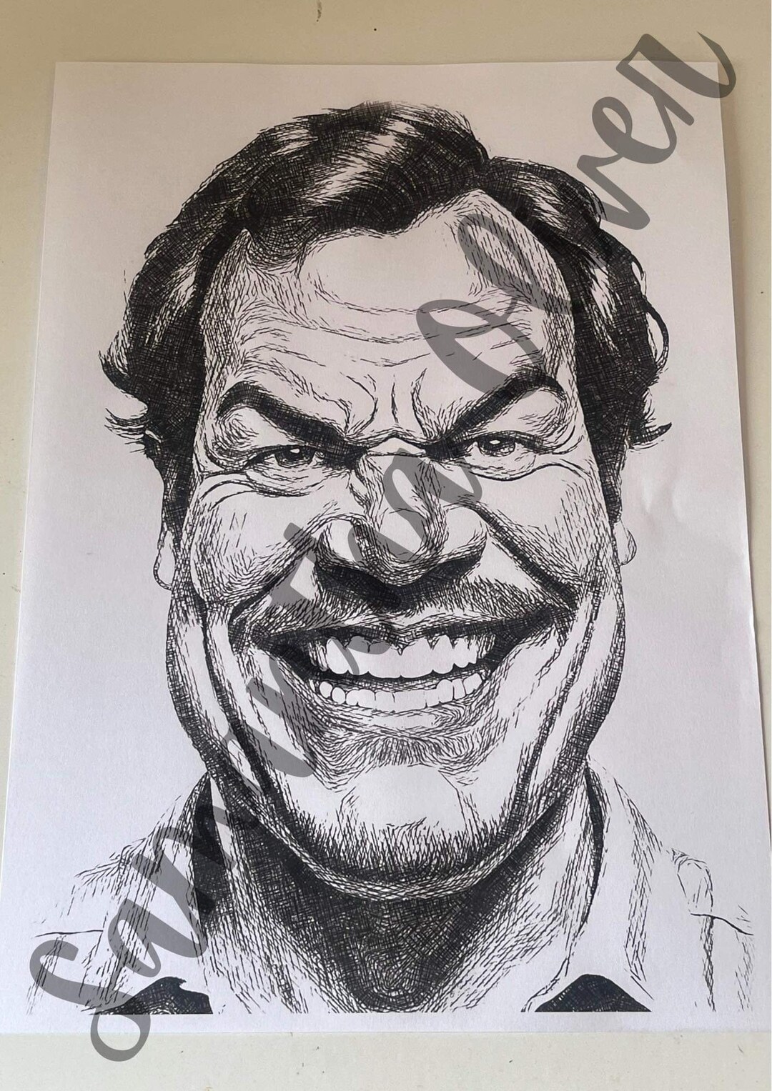 A4 Jack Black Caricature Black Biro Pen Drawing Print Original Artwork ...