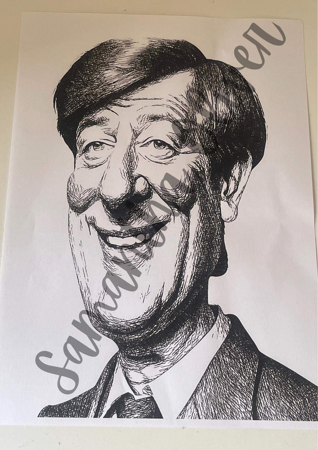 A4 Stephen Fry Caricature Black Biro Pen Drawing Print Original Artwork ...