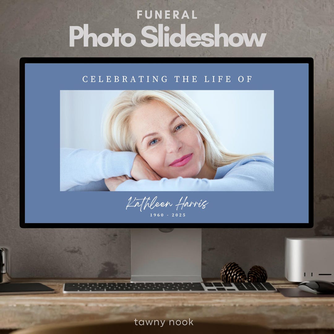Funeral Photo Slideshow Template, Celebration of Life, Blue Editable ...