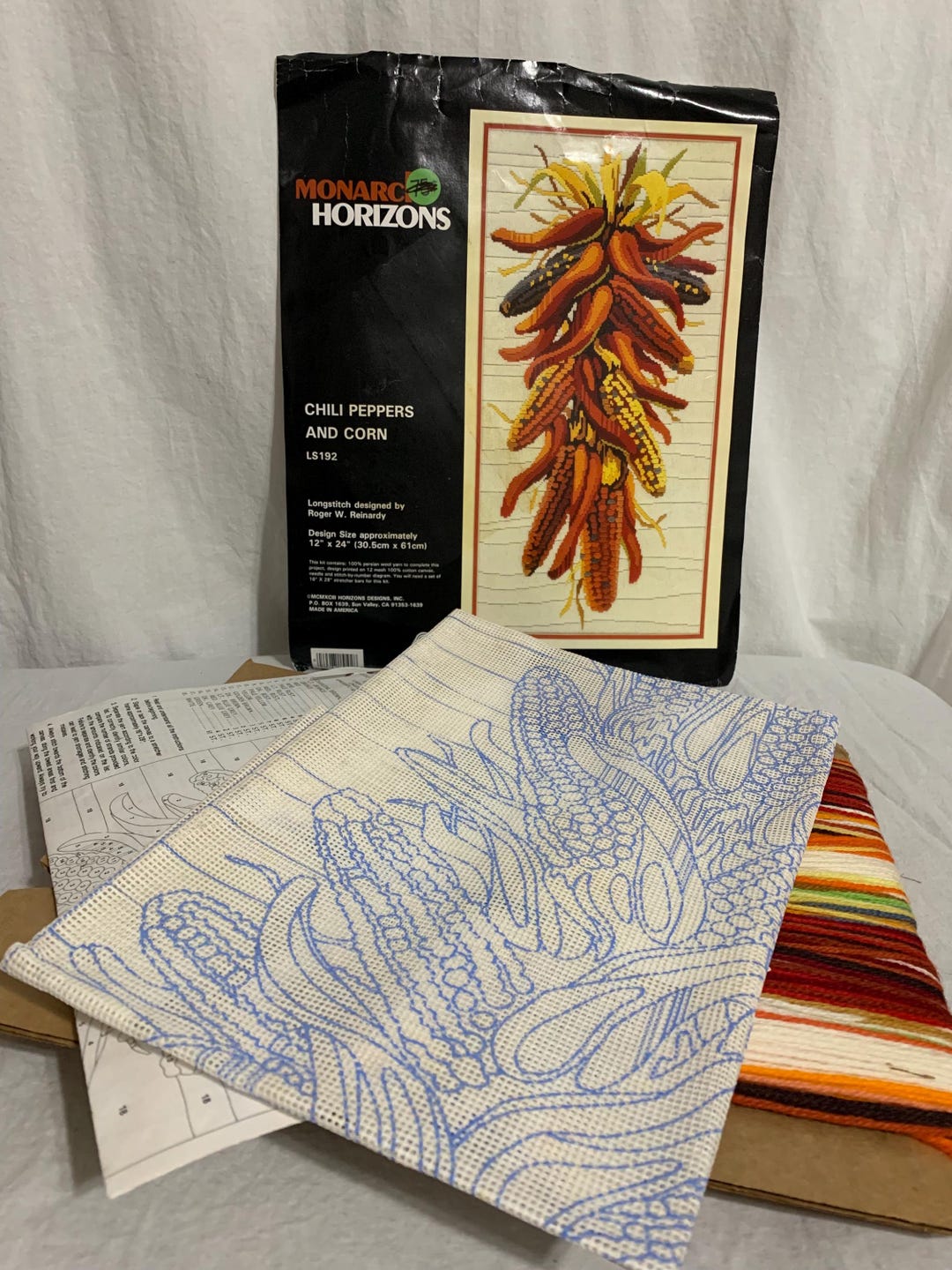 Monarch Horozons, Long Stitch, Chili Peppers, and Corn Needlepoint Kit ...