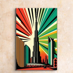 Dubai Skyscraper Burj Khalifa Modern Painting Canvas Wall Art Print Pop ...