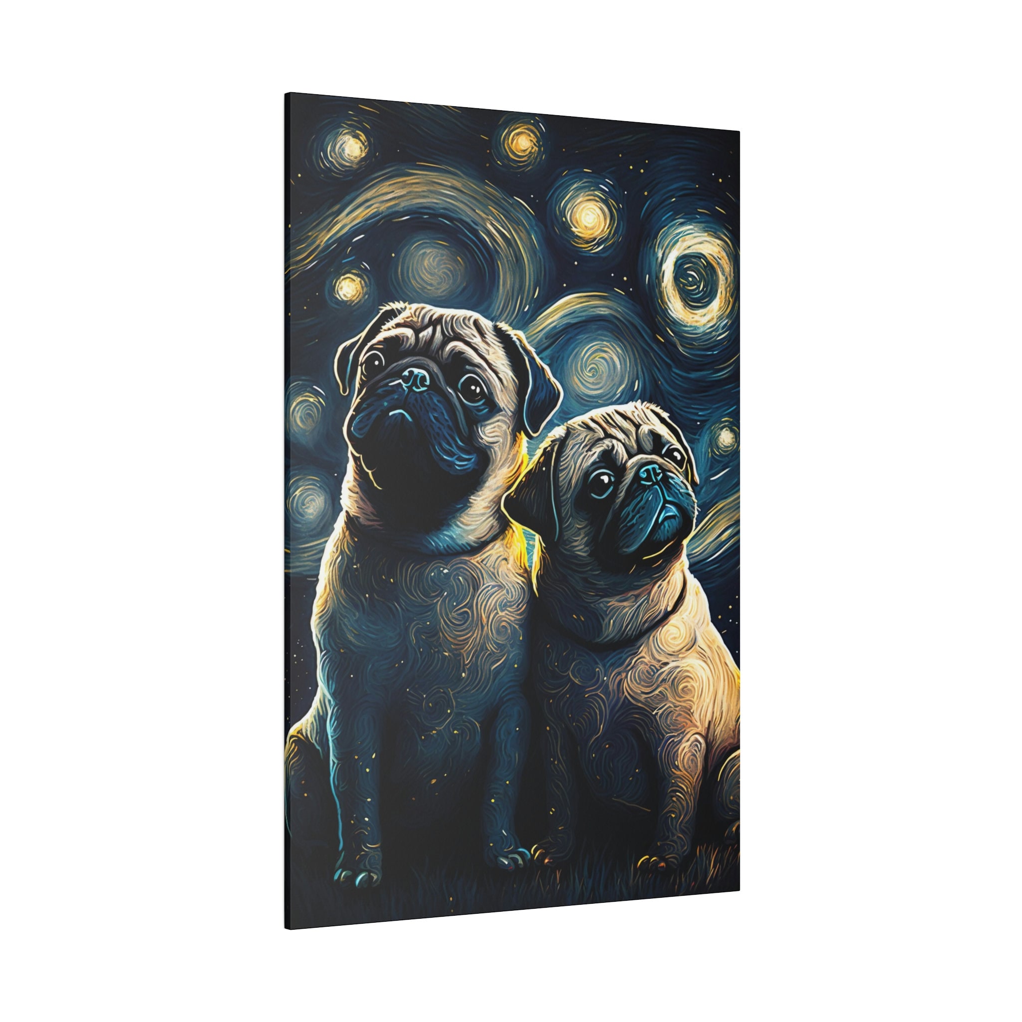 Starry Night Fawn Pugs by Van Gogh Cute Home Decor Pug Lover - Etsy