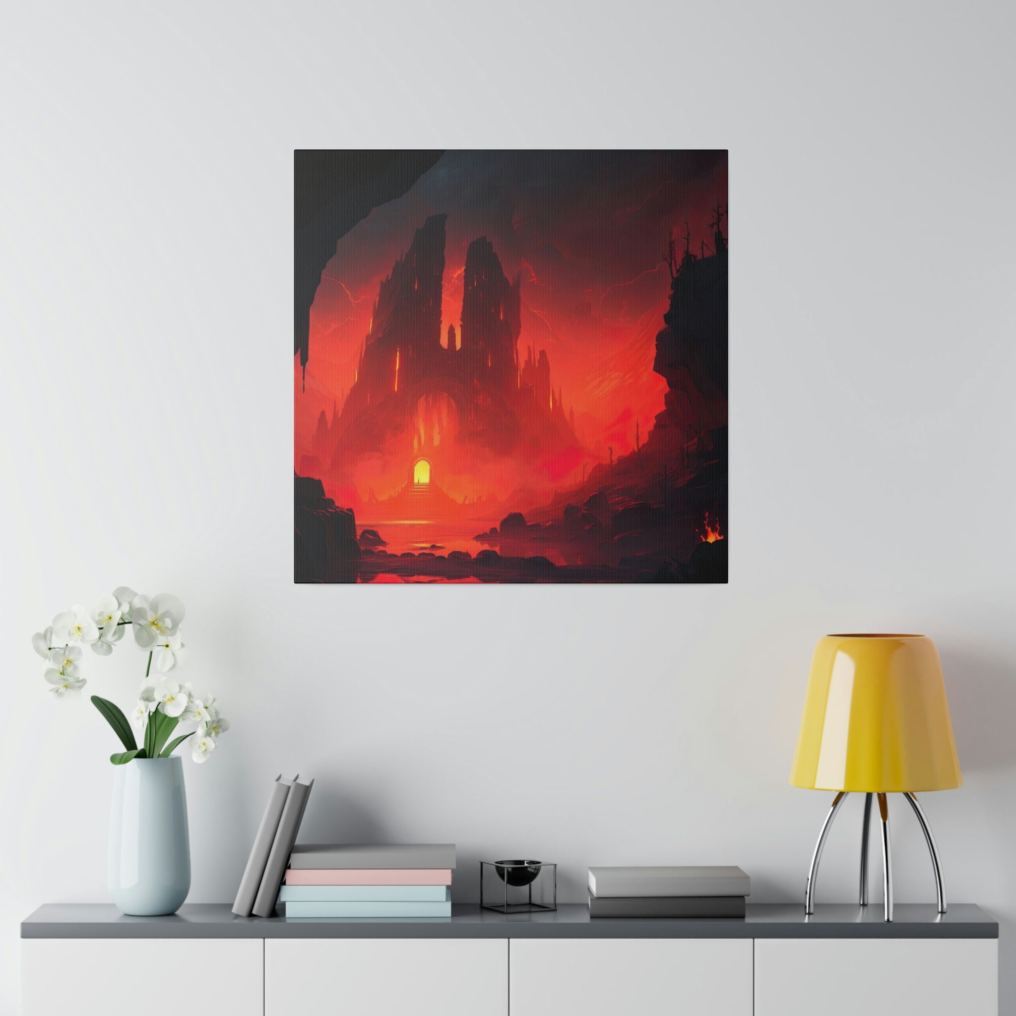 Hellish Red Fire Gates Underworld Satanic Demonic Digital Oil Painting ...