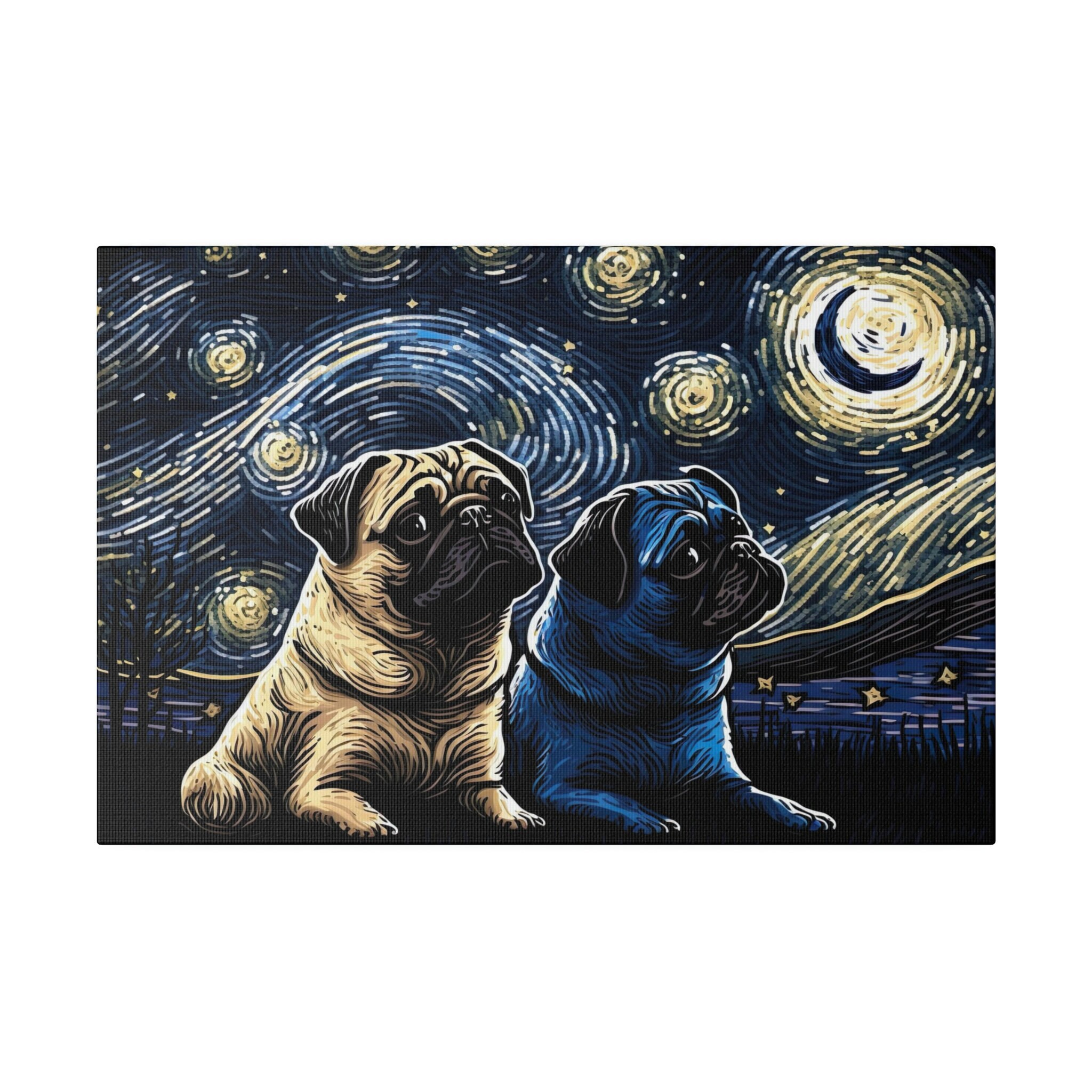 Starry Night Pugs Sitting by Van Gogh Cute Home Decor Pug - Etsy