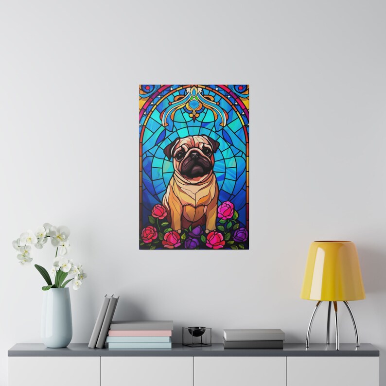 Stained Glass Style Pug Canvas Digital Print Ready to Hang - Etsy