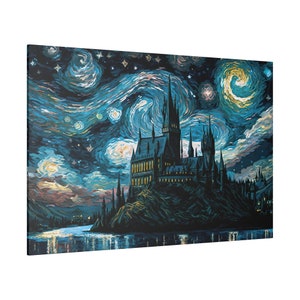 Magic Wizard School Castle Scottish Starry Night Digital Oil Painting ...