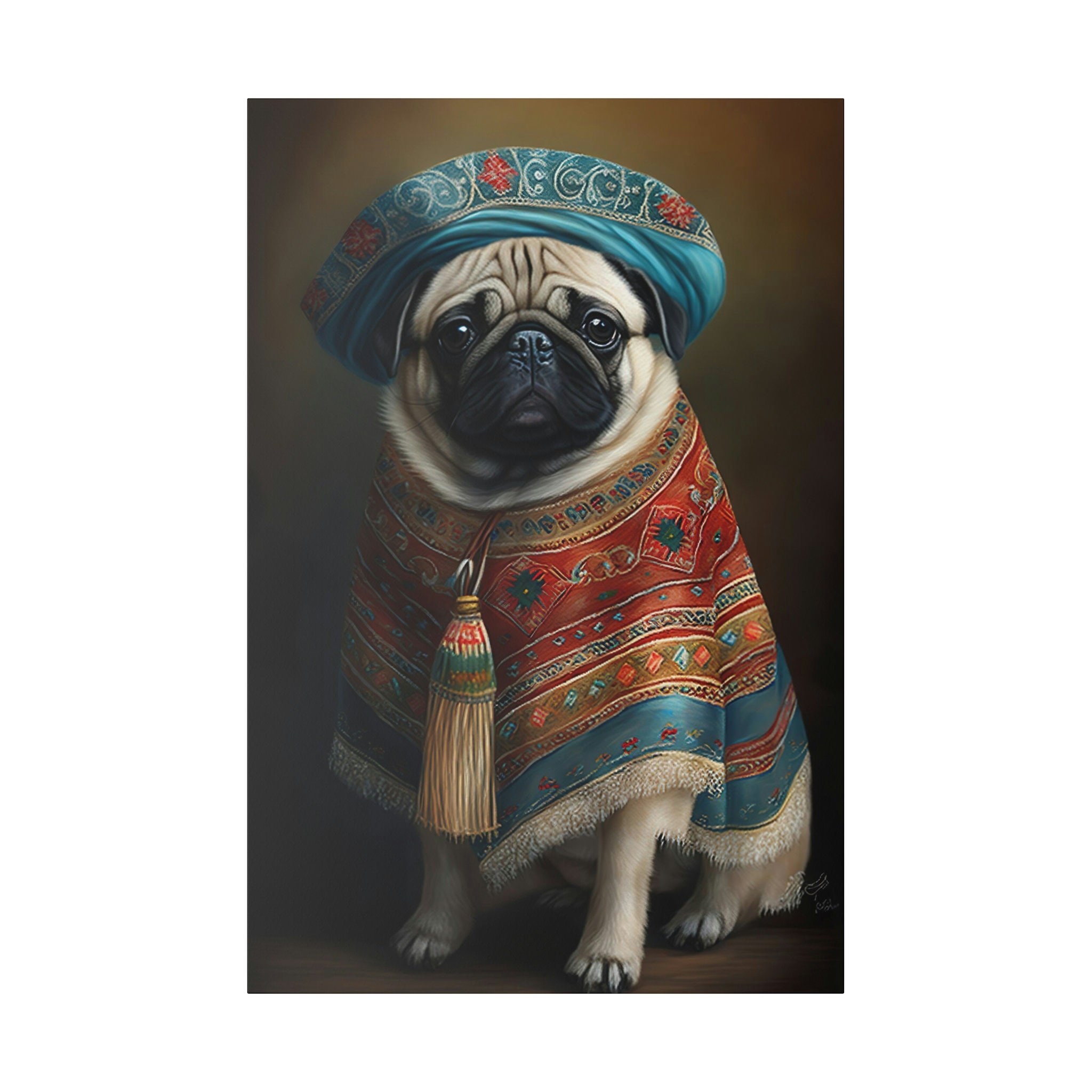 Traditional European Outfit Pug Painting Canvas Wall Art Print - Etsy