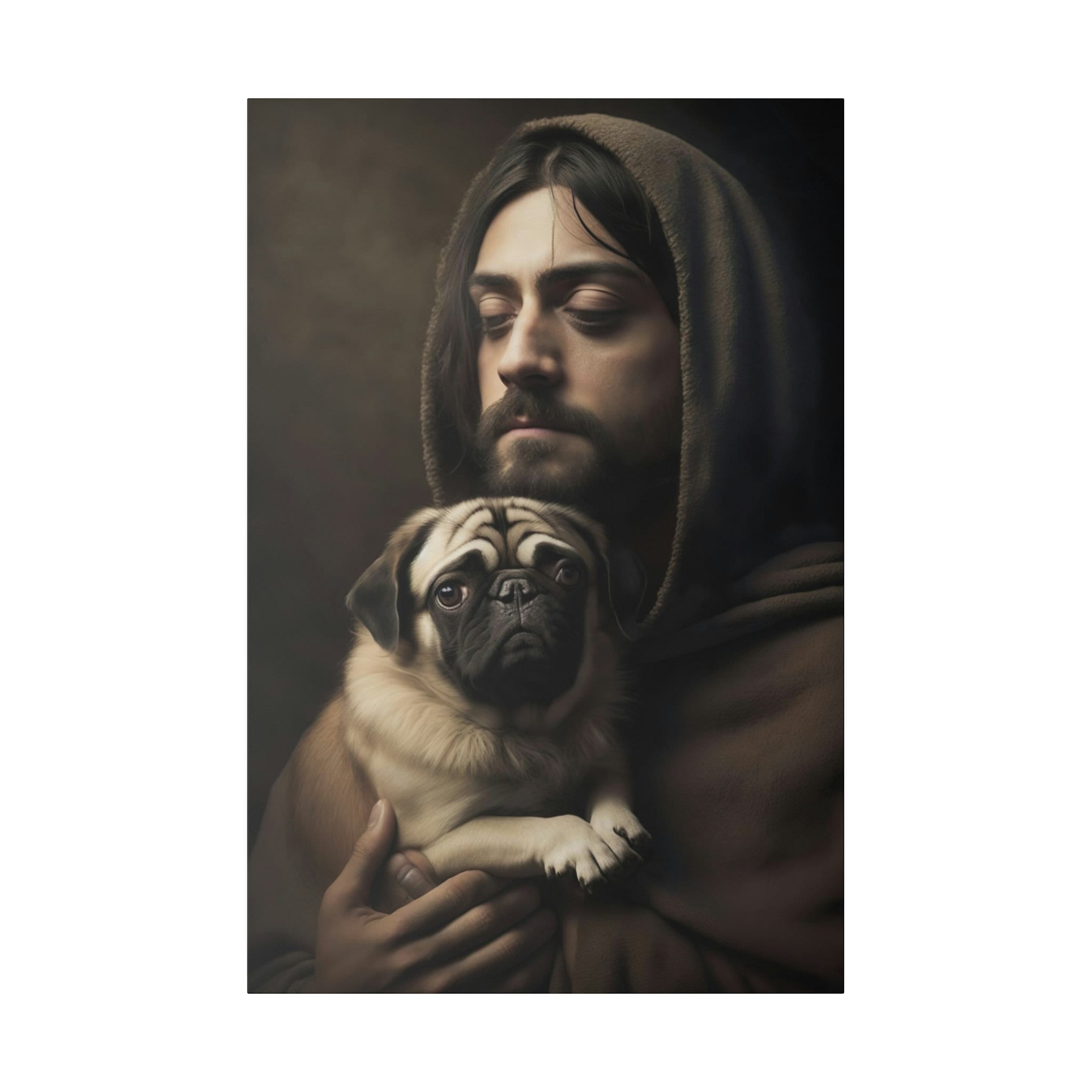 Jesus With a Pug Dog Digital Oil Painting Canvas Wall Art - Etsy